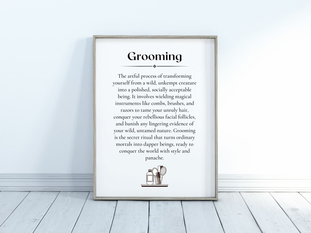 Grooming Definition Printable | Barber Shop Wall Art | Salon Decor ...