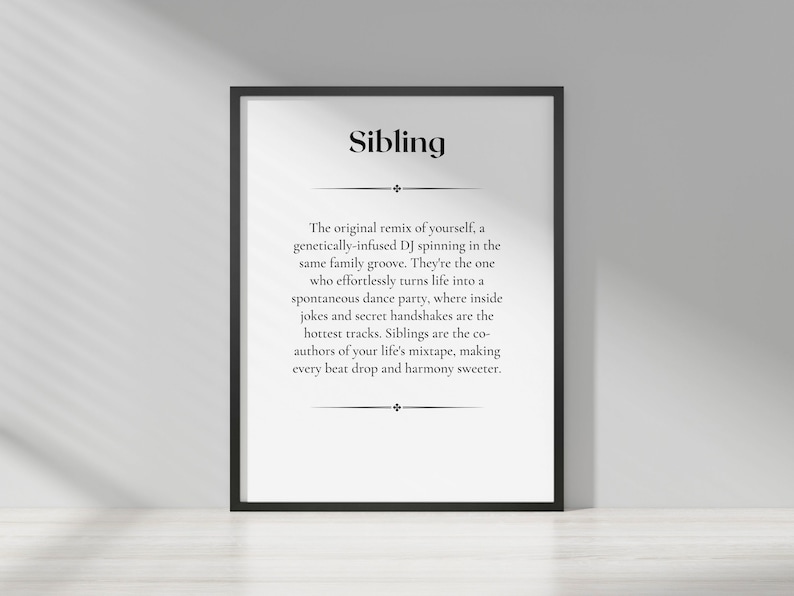 Sibling Definition Printable Family Wall Art Brother - Etsy