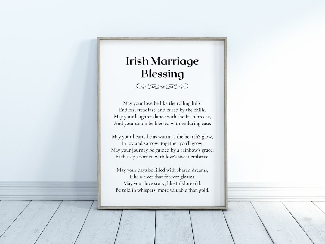 Irish Marriage Blessing Printable Art, Digital Download for Lovebirds ...