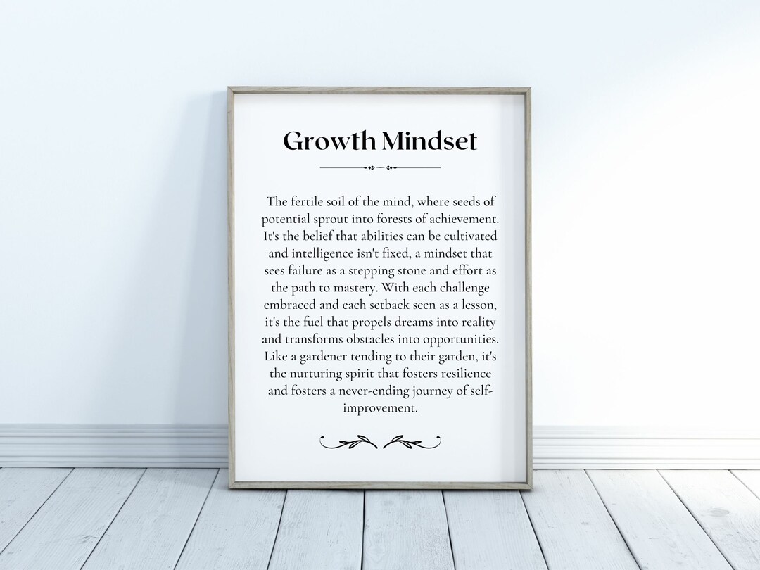Growth Mindset Definition Printable Wall Art - Inspirational Home ...