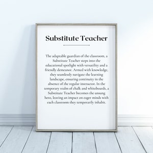 Substitute Teacher Definition Printable Art, Digital Download for ...
