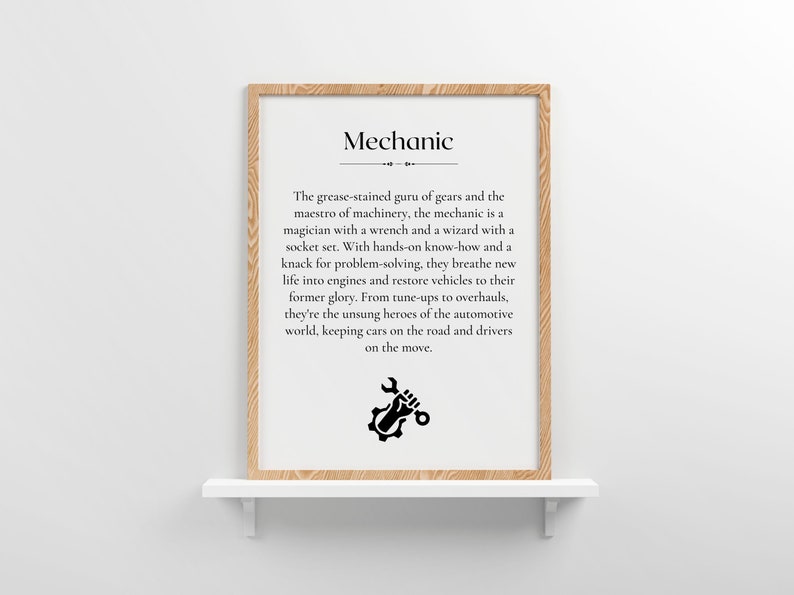 Mechanic Definition Printable Wall Art, Garage Decor Digital Download ...