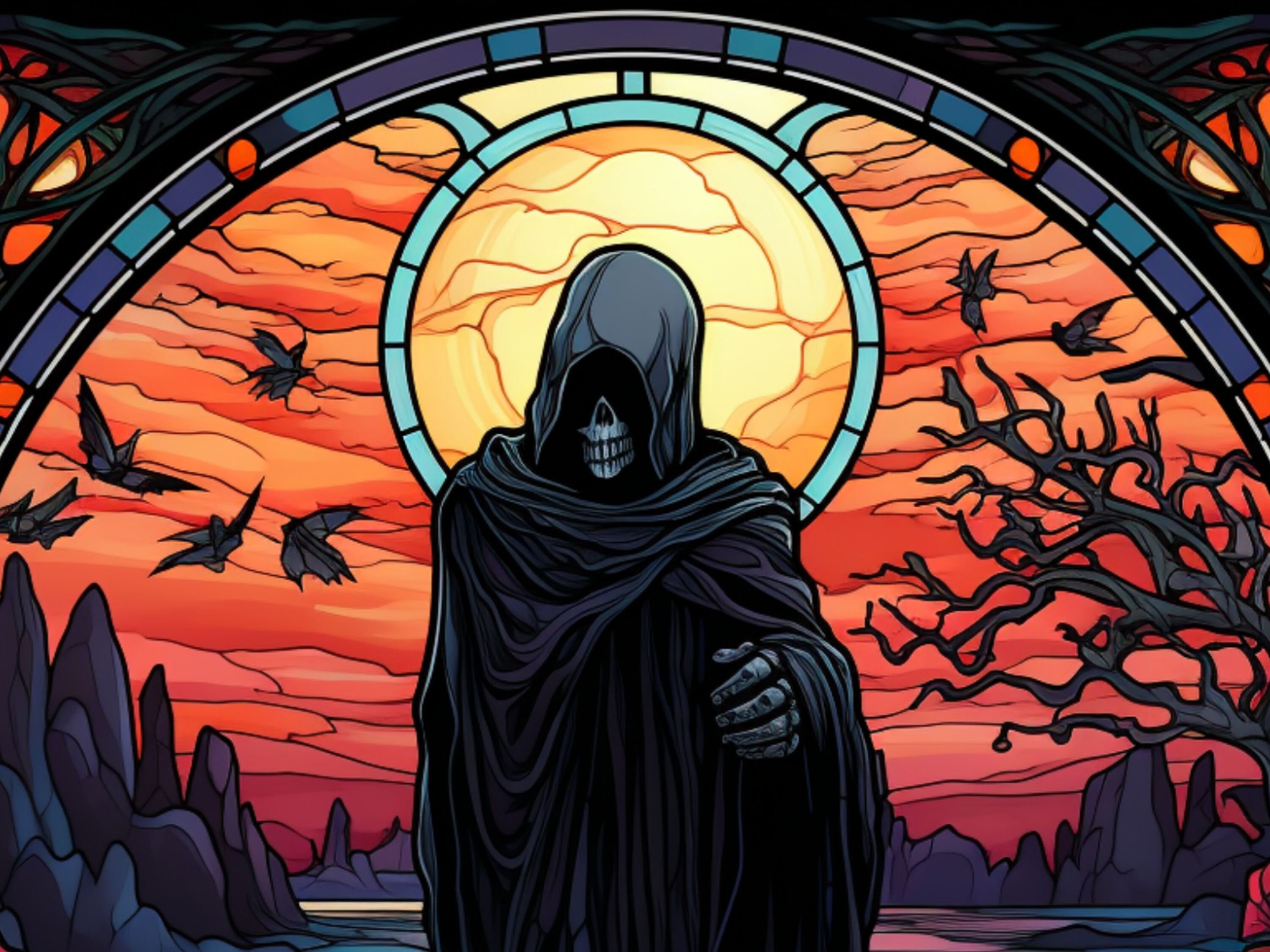 Elegance and Spookiness - Instant Download Grim Reaper Stained Glass ...