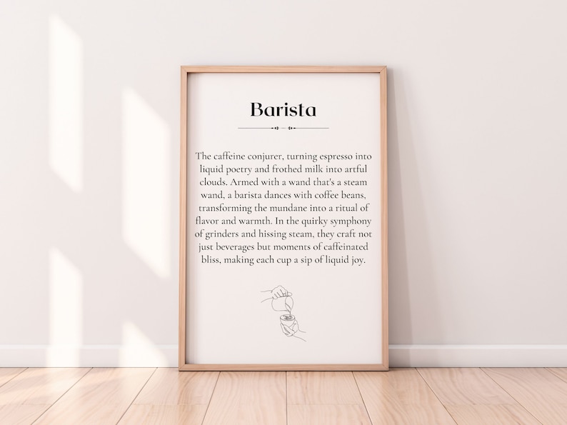 Barista Definition Printable Art, Digital Download for Coffee ...