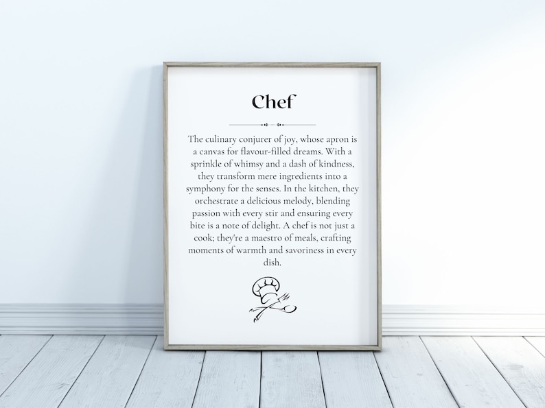Chef Definition Printable - Perfect Gift for Culinary Enthusiasts ...