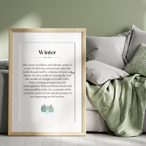 Winter Definition Printable, Seasonal Art, Office Decor, Motivational ...