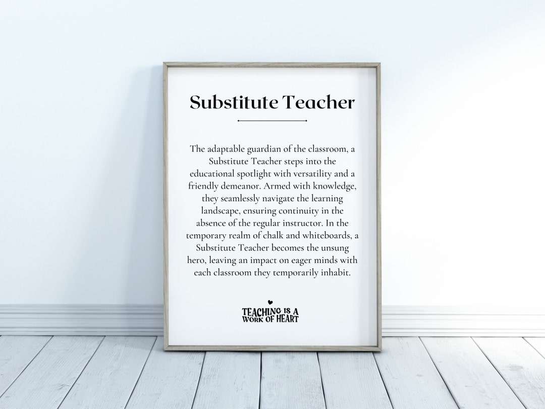 Substitute Teacher Definition Printable Art, Digital Download for ...