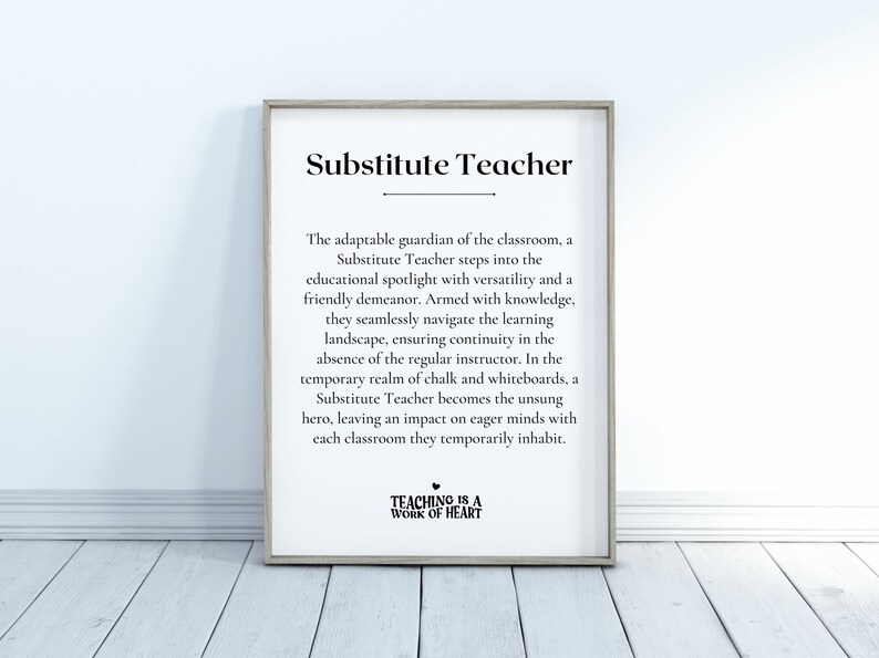 Substitute Teacher Definition Printable Art, Digital Download for ...