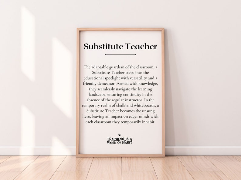 Substitute Teacher Definition Printable Art, Digital Download for ...