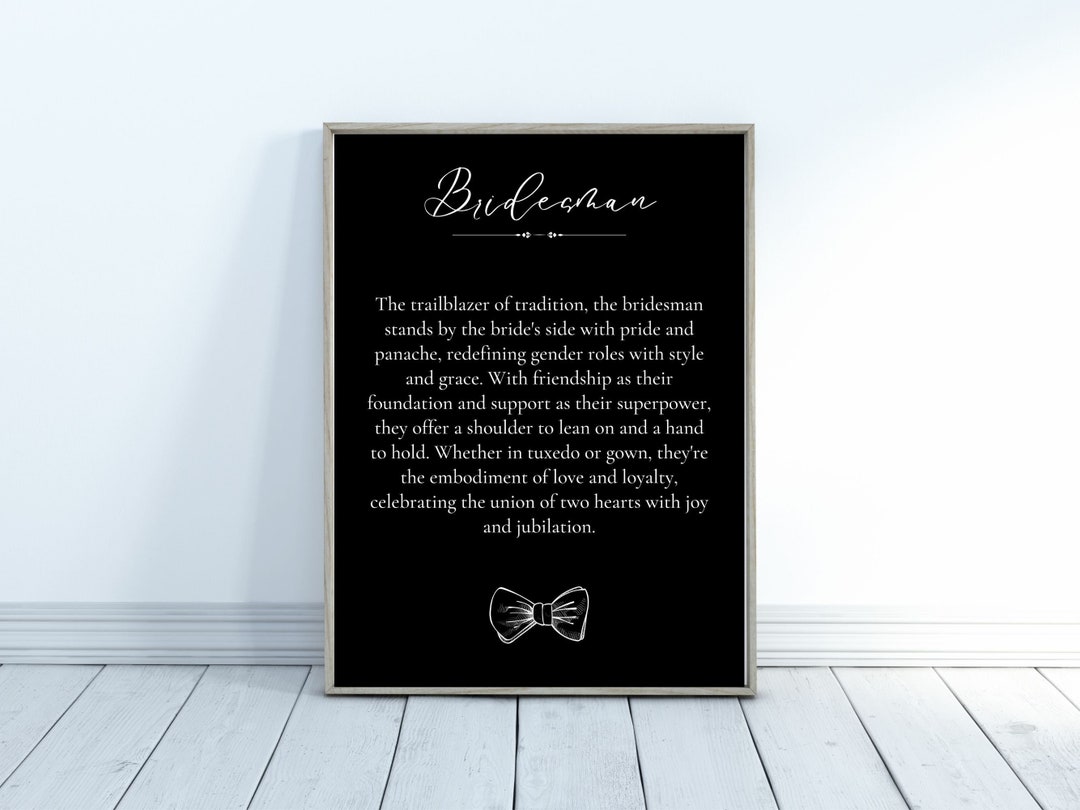 Bridesman Definition Printable Wall Art, Wedding Decor Digital Download ...