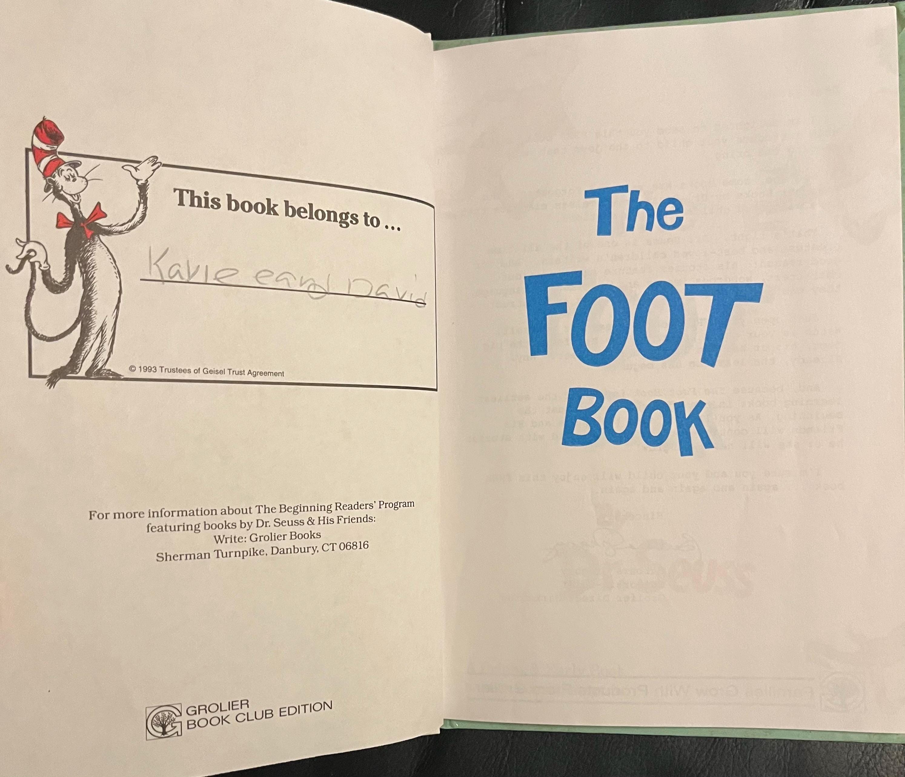 The Foot Book by Dr. Seuss 1968 Grolier Book Club Edition Hardcover - Etsy