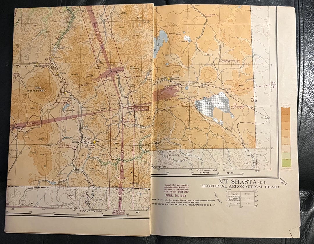 Mapa aeronáutico seccional de 1948 del monte Shasta, 37” x 24” - Etsy ...