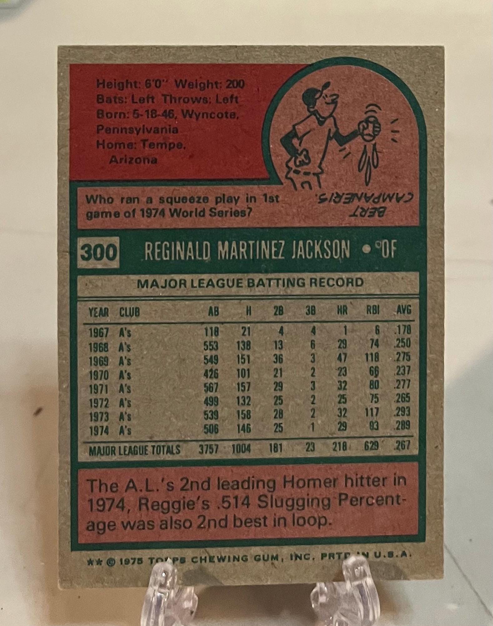 1975 Topps - #300 Reggie Jackson- Oakland A'S- HOF- Mr October S287 - Etsy