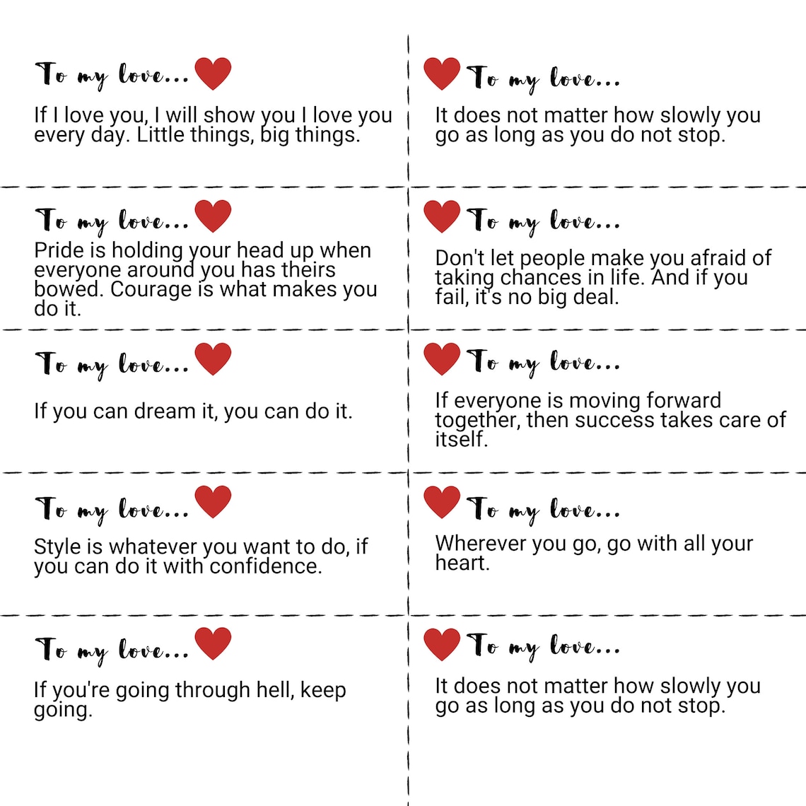 Printable 365 Love Messages, Birthday Love Notes, Printable Love Notes ...