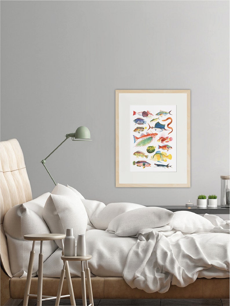 Fish Group Watercolor Digital Print Instant Download Printable Wall Art ...