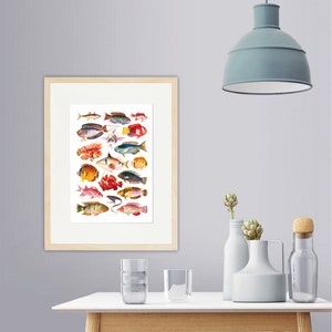 Fish Group Watercolor Digital Print Instant Download Printable Wall Art ...