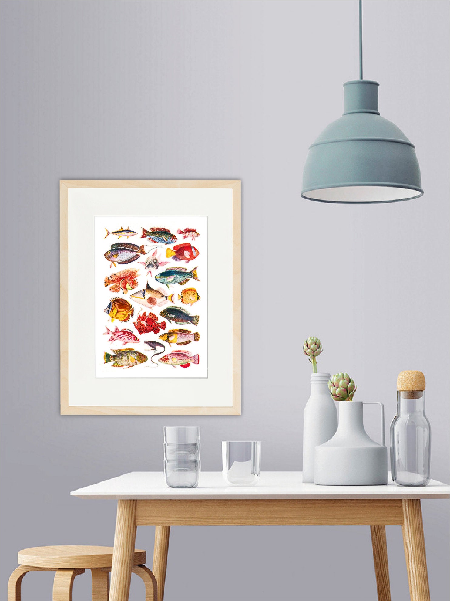 Fish Group Watercolor Digital Print Instant Download Printable Wall Art ...