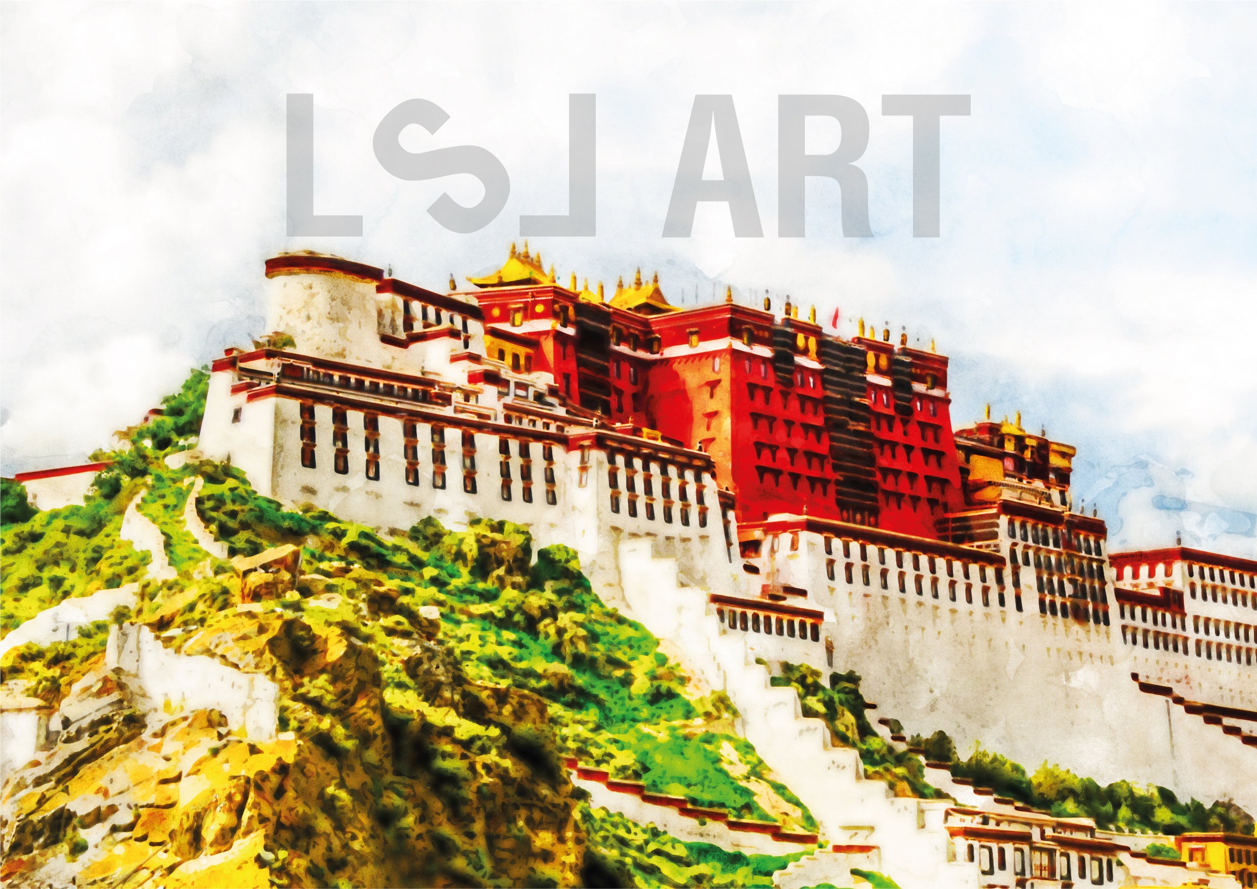 Potala Palace Tibet Watercolor Digital Print Instant Download Printable ...