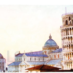Pizza Tower, Italy Watercolor, Digital Print, Instant Download ...