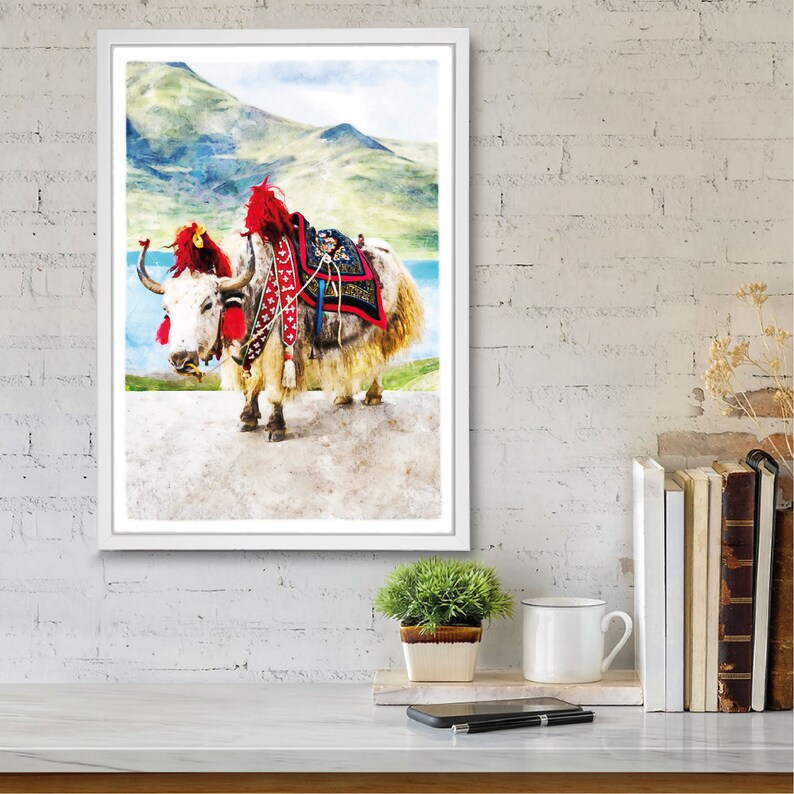 Nepal Yak Watercolor Digital Print Instant Download Printable Wall Art ...