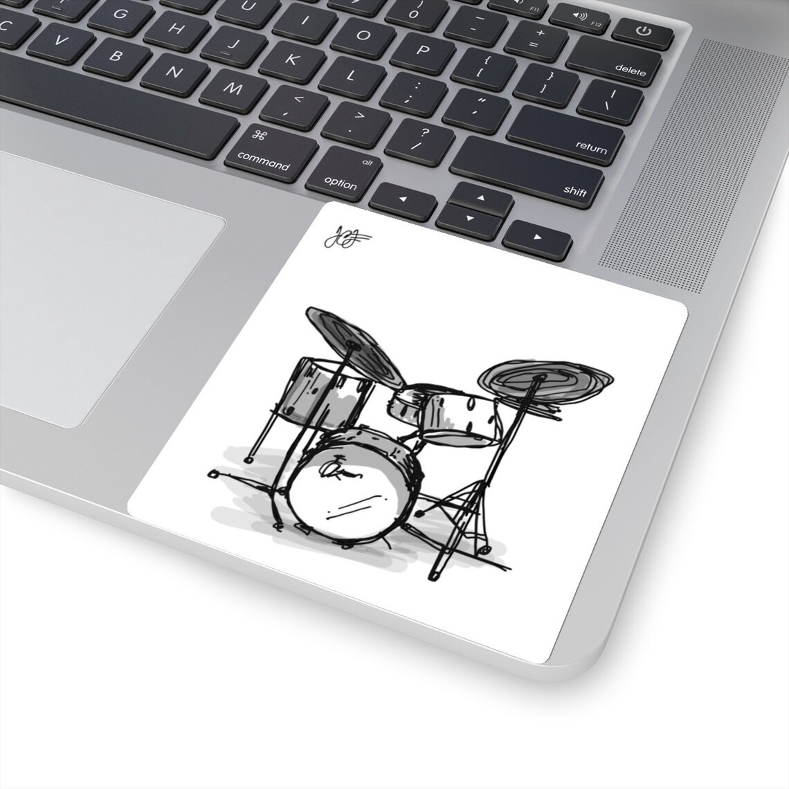 Drum Set Line Art Sketch Stickers Aesthetic Stickers, Laptop Stickers ...