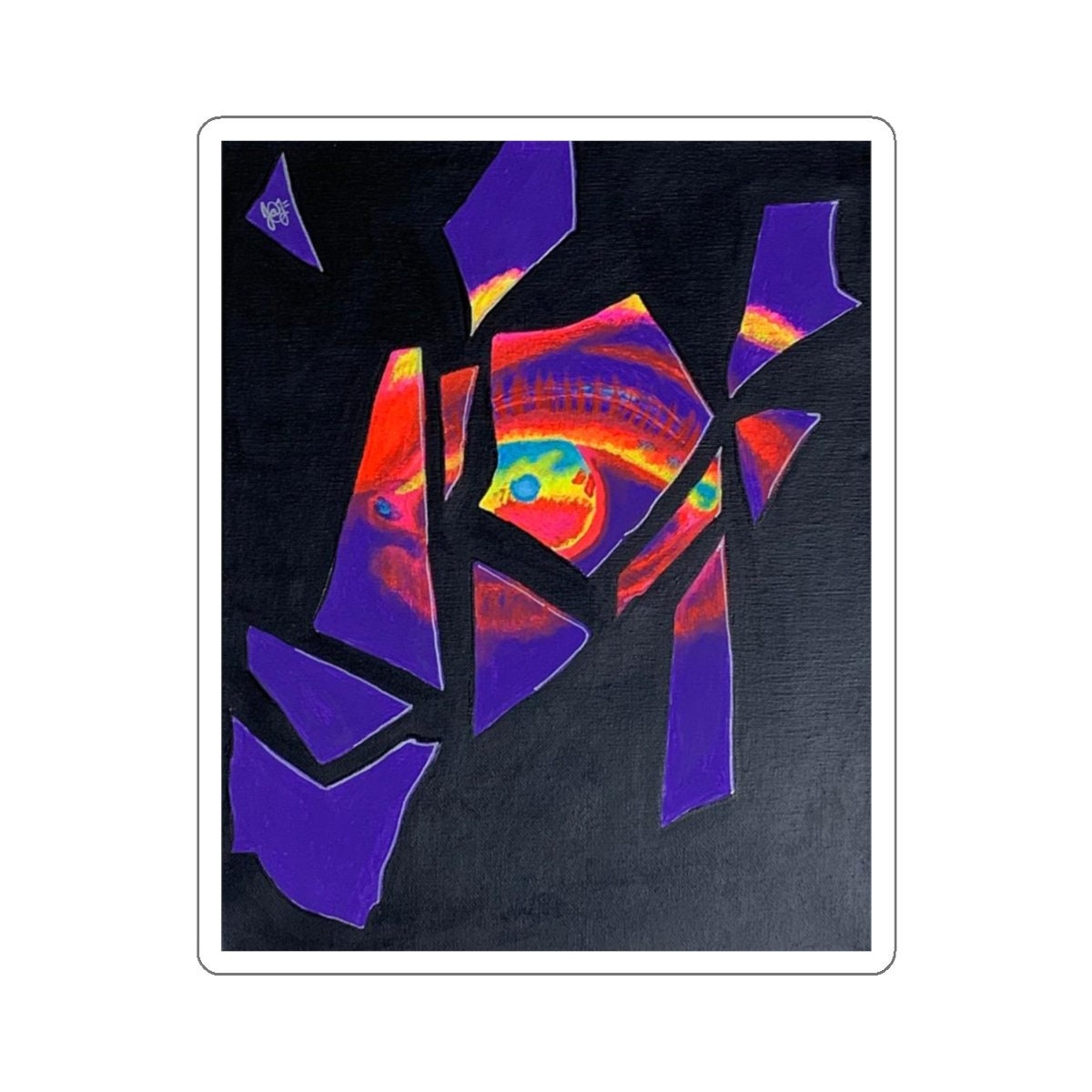 Inverted Neon Eye Trippy Painting Stickers Aesthetic Stickers, Laptop ...