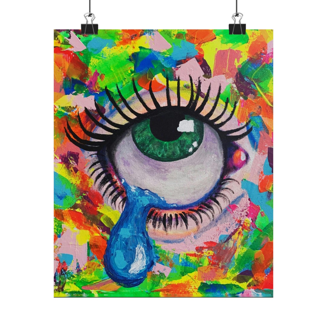9x11 Abstract Neon Tear Drop Eye Painting Matte Art Posters Wall Decor Dorm Room, Gift, Birthday ...