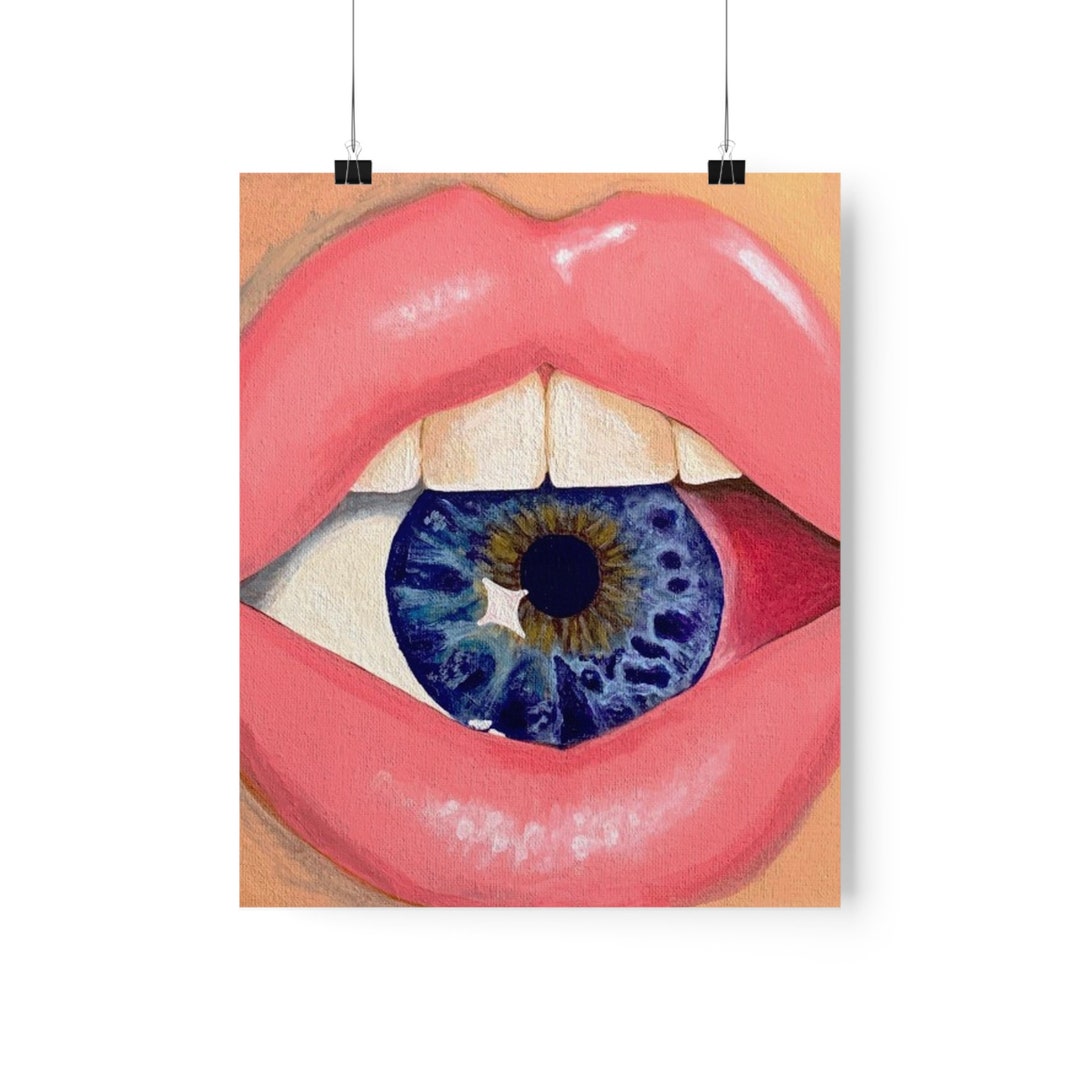 9”x11” Trippy Eye Lips Realism Matte Art Posters Wall Decor Dorm Room ...