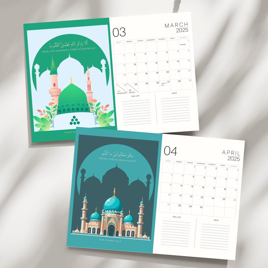 Printable Desk Calendar, 2025 Islamic Calendar, Monthly Calendar ...