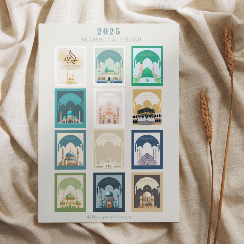 Printable Calendar, 2025 Islamic Calendar, Monthly Calendar, Mosque ...