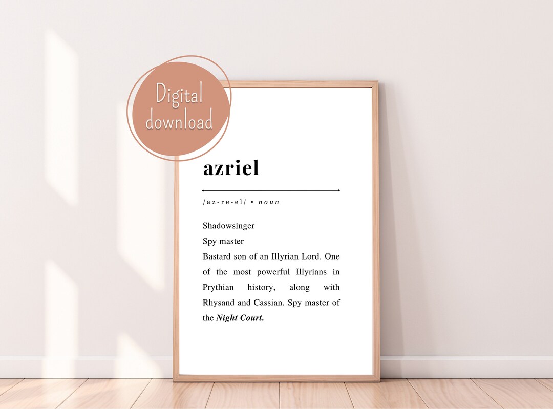 Azriel Dictionary Entry ACOTAR Minimalist Inspired Wall Art A Court of ...