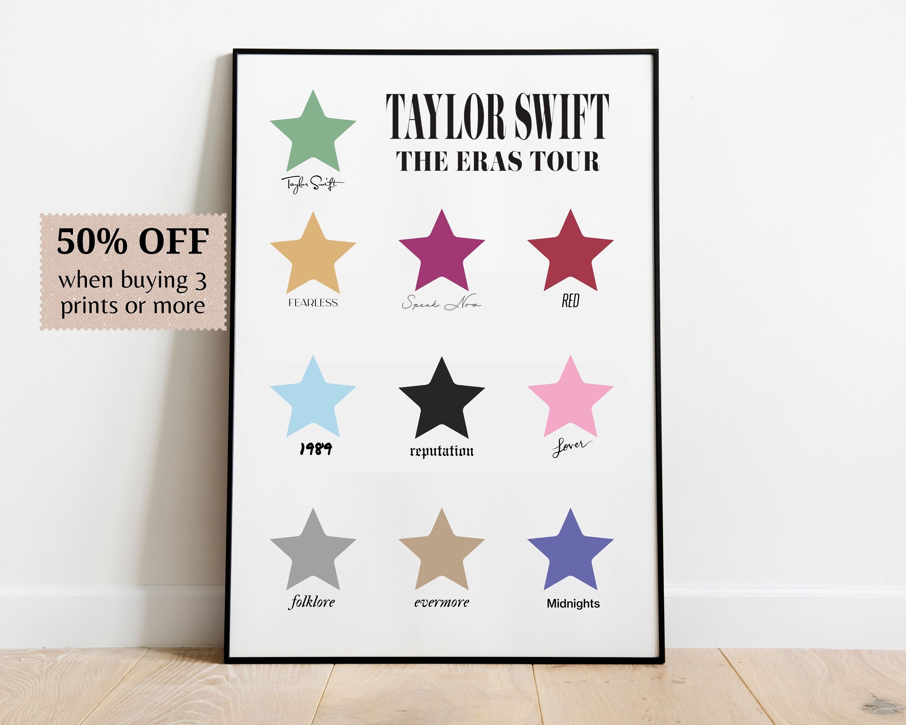Taylor Swift the Eras Tour Minimal Aesthetic Subtle Wall Art - Etsy