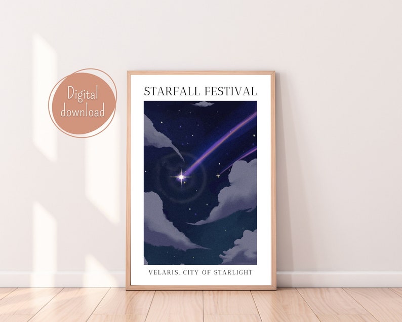 Starfall Festival Velaris ACOTAR Inspired Wall Print + Free Bookmark ...