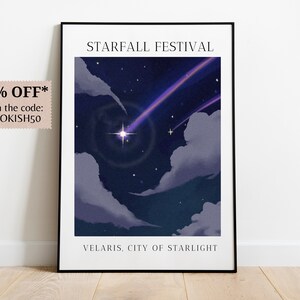 Starfall Festival Velaris ACOTAR Inspired Wall Print + Free Bookmark ...