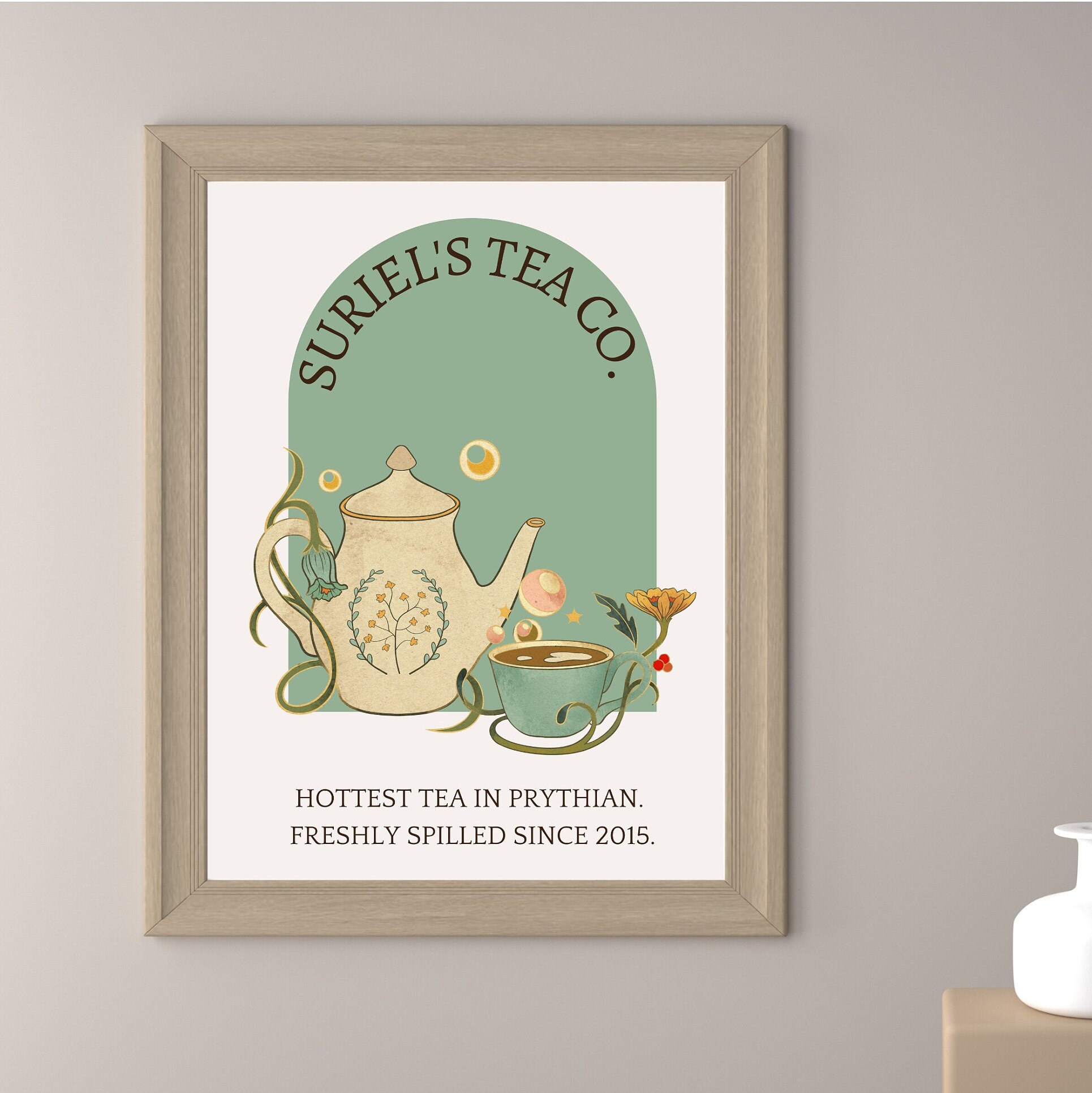 Suriel Spill the Tea Minimalist Boho Inspired Wall Art + Free Bookmark ...