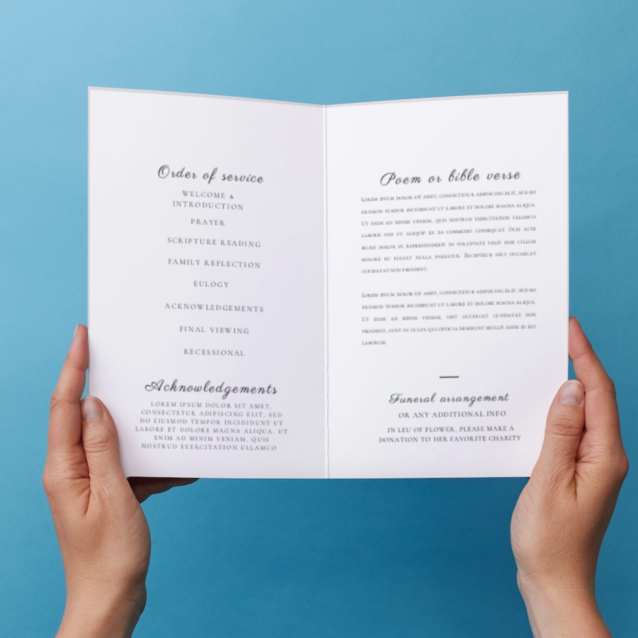 Funeral Program Template With Large Photo and Classic Writing - Etsy