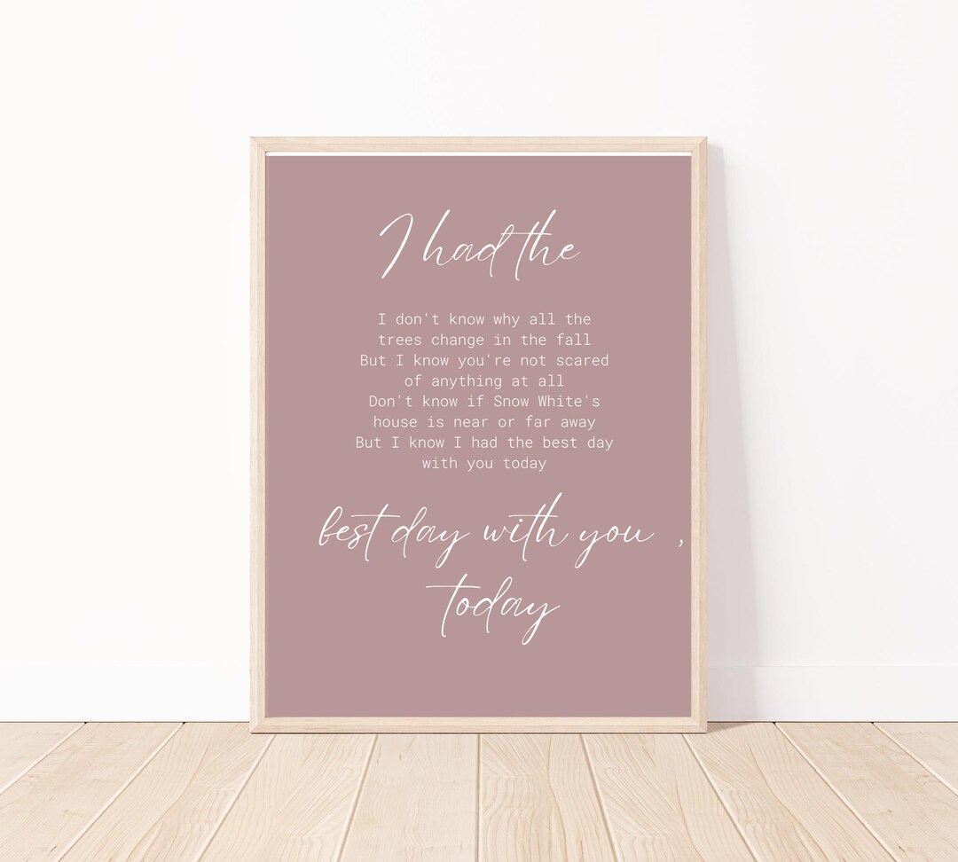 Best Day Taylor Swift Poster, Mauve Girls Room Decor, Taylor Swift ...