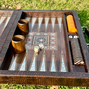 Personalized Leather Backgammon Set, Handmade Backgammon Holiday Gift ...