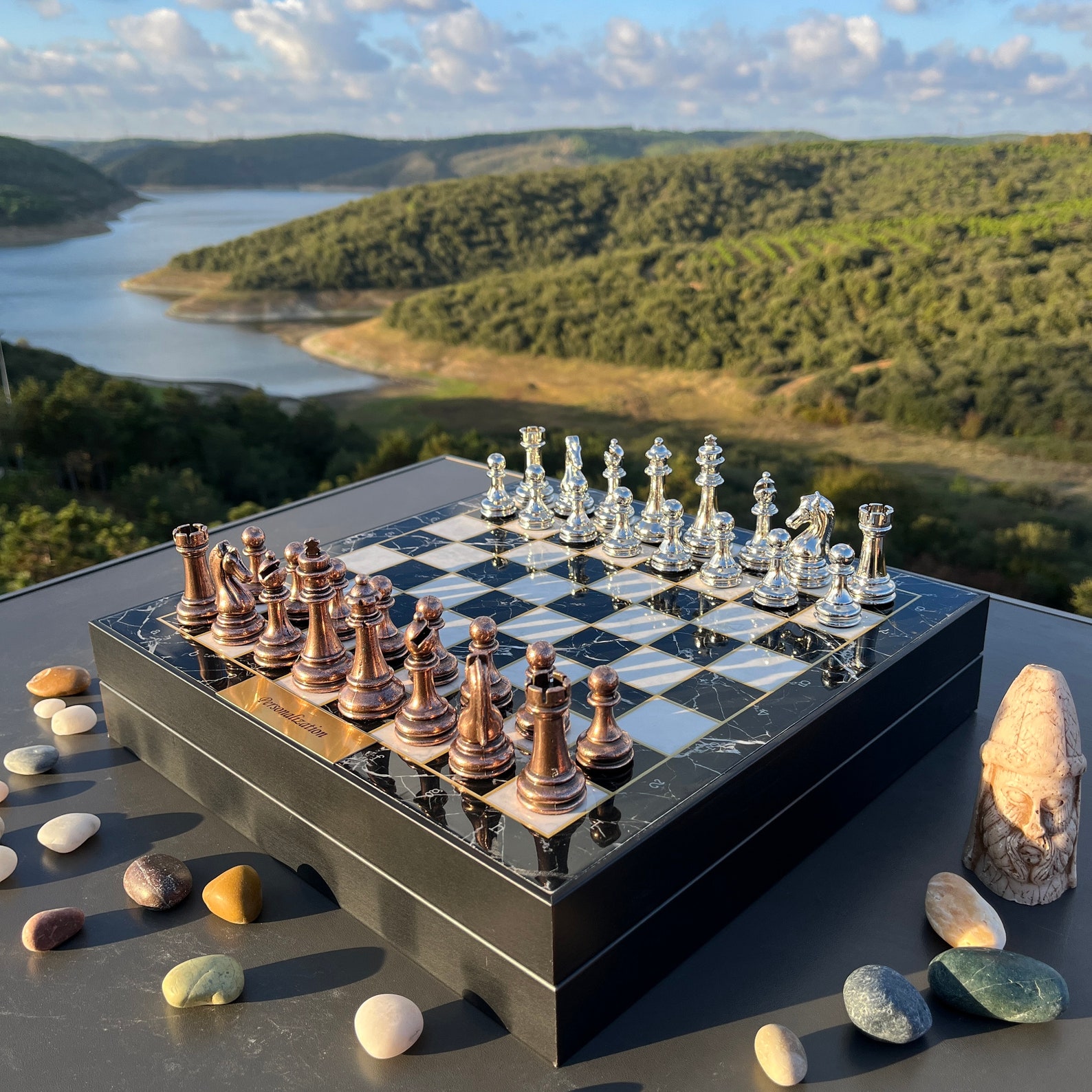 Personalized Bronze Chess Set With Marble Coating Patterned - Etsy