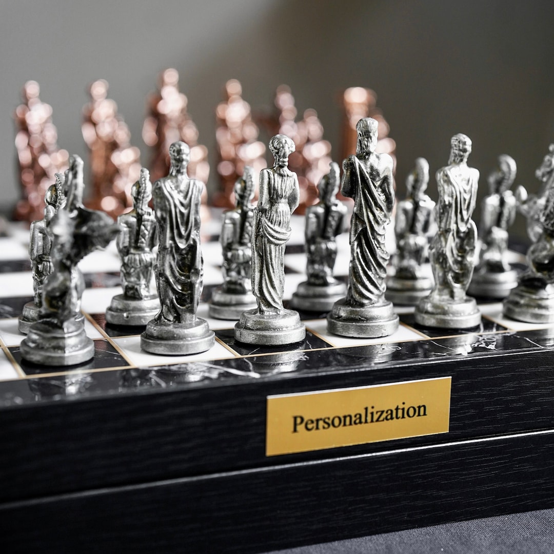 Personalized Metal Chess Set, Handmade Wedding Gift for Husband ...