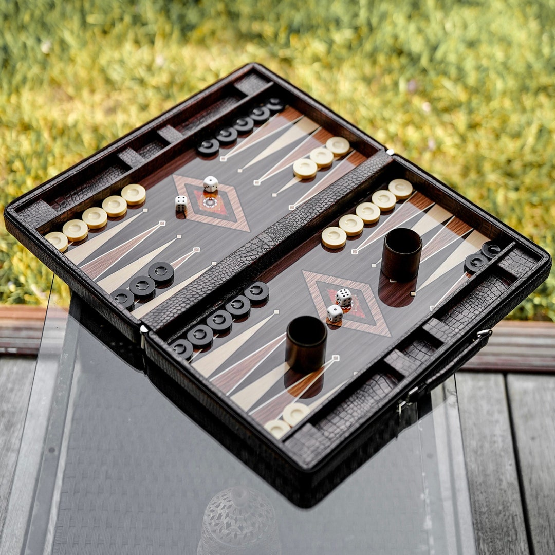 Personalized Leather Backgammon Set, Handmade Wooden Backgammon Set ...