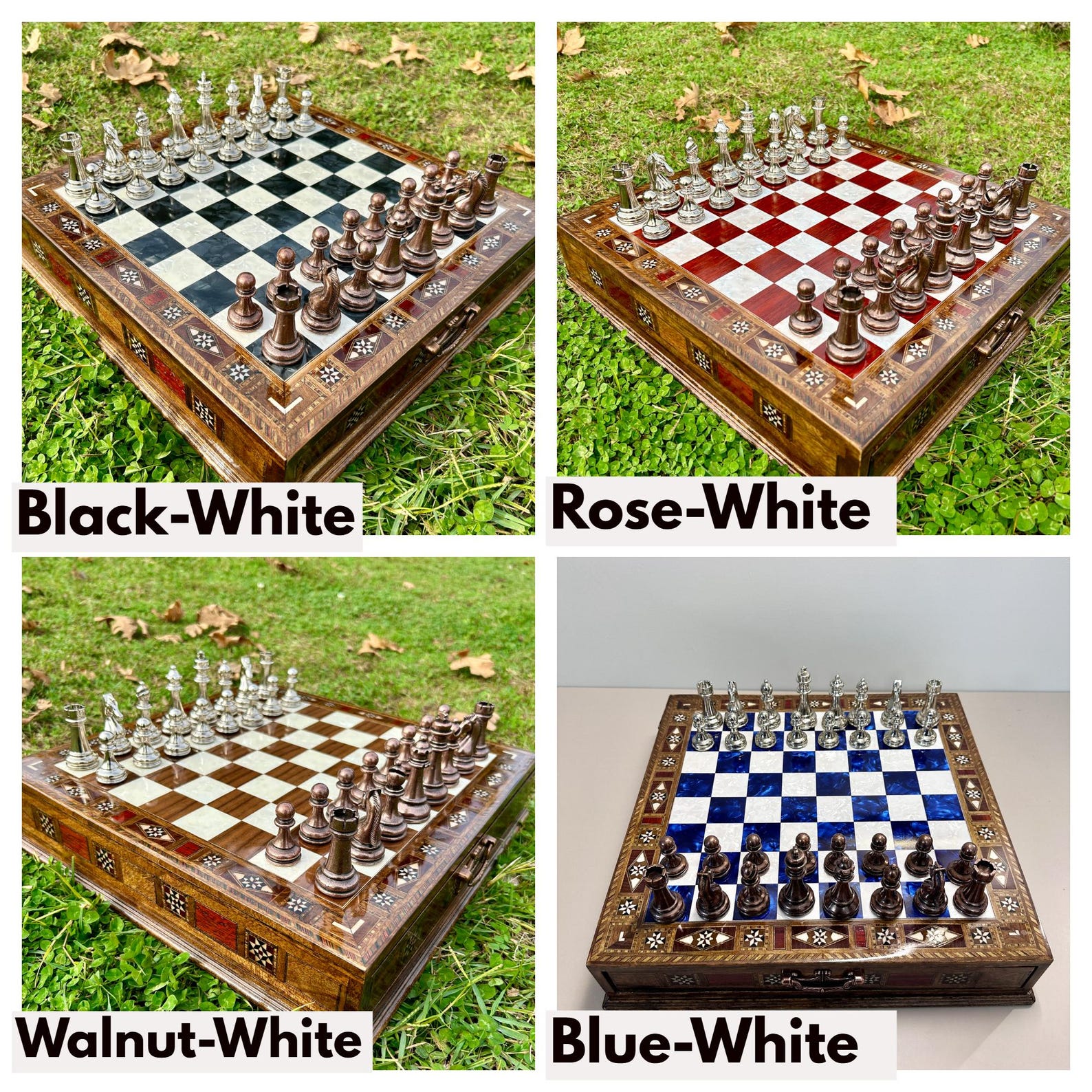 Large Wooden Handmade Chess Set, Personalized Birthday Gift, Chess ...