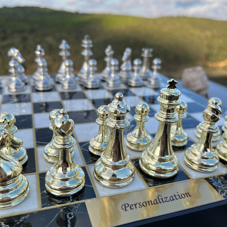 Personalized Gold Chess Set With Marble Coating Patterned - Etsy
