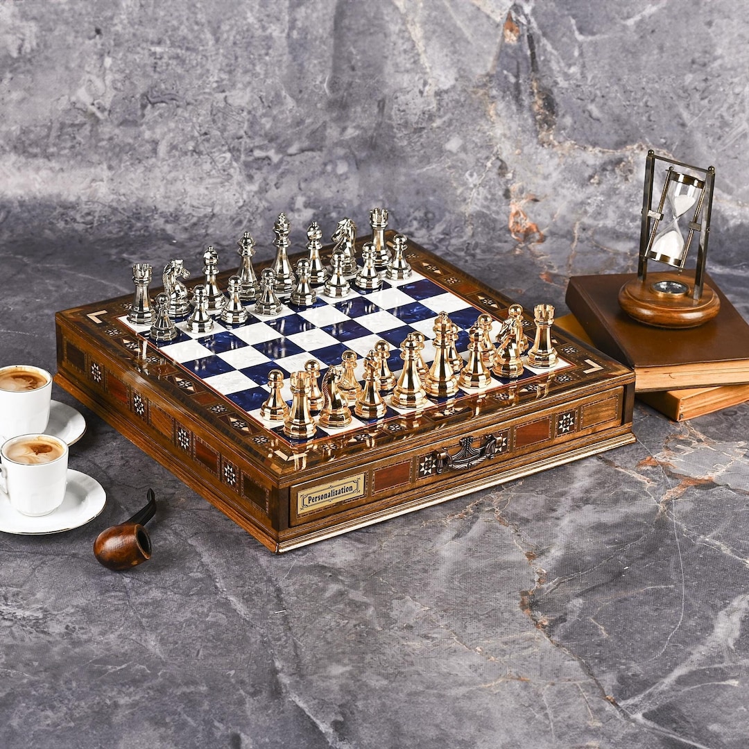 Chess, Chess Board, Board Game, Gift for Men, Chess Set, Personalized ...