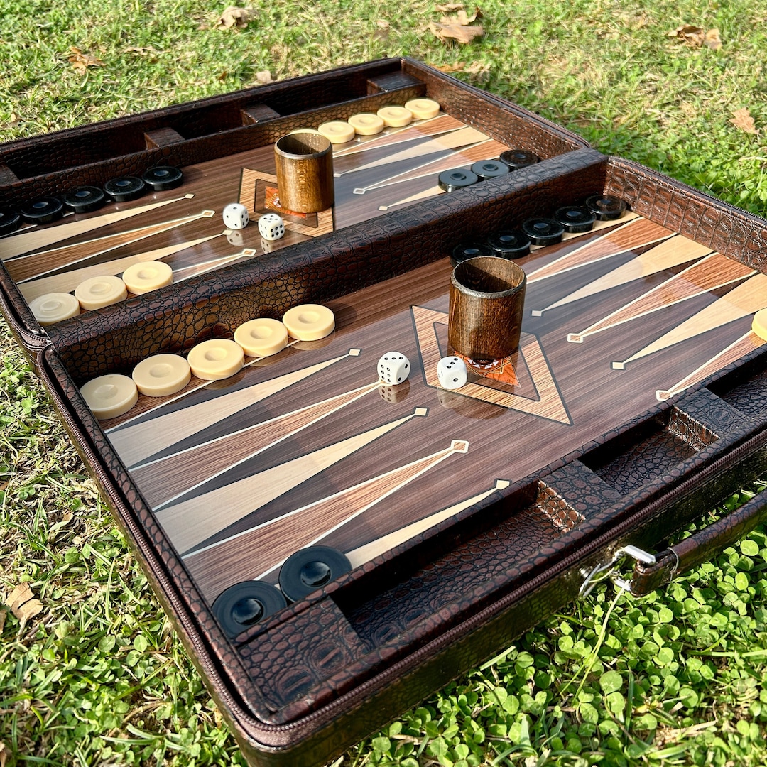 Personalized Leather Backgammon Set, Handmade Backgammon Holiday Gift ...