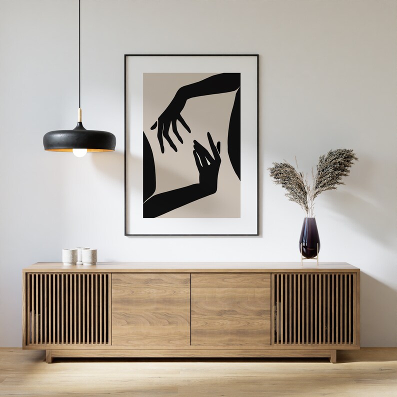 Abstract Hands Wall Art, 3 Piece Art Gallery Interior, Minimalist ...