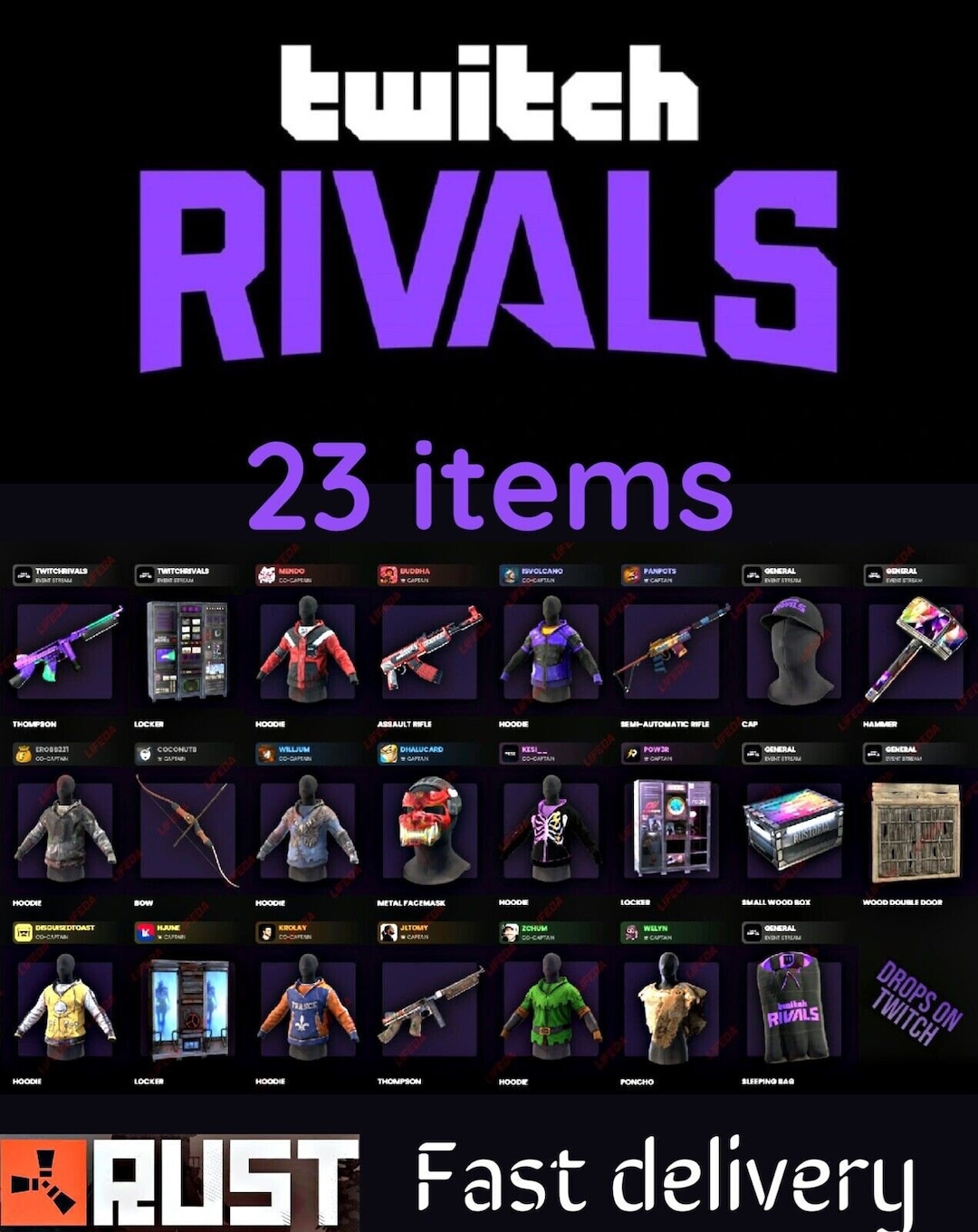 RUST Skins Twitch Account With DROPS Round 3 Rivals 23 - Etsy