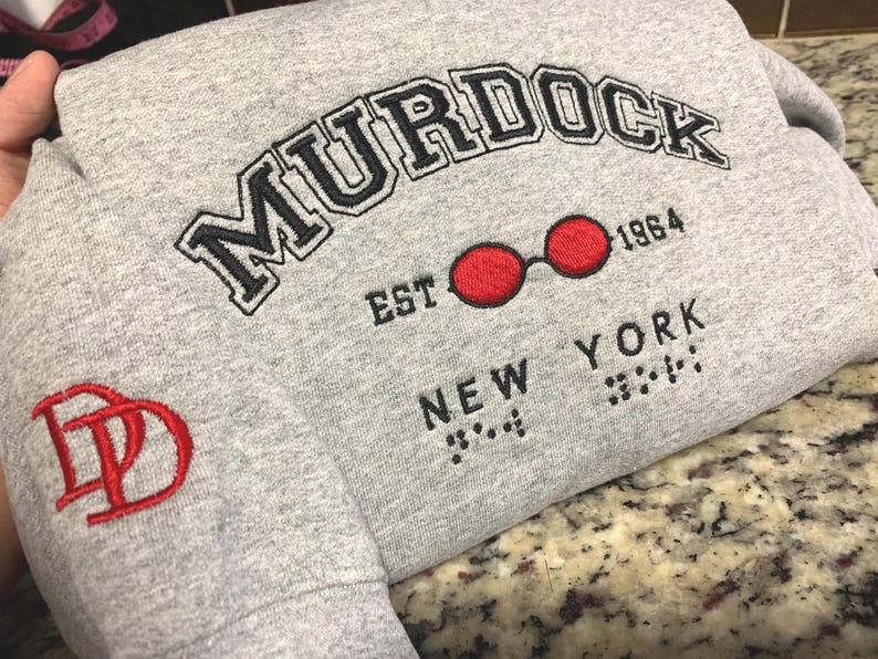 Daredevil Murdock Sweatshirt, Matt Murdock, Embroidered Crewneck ...