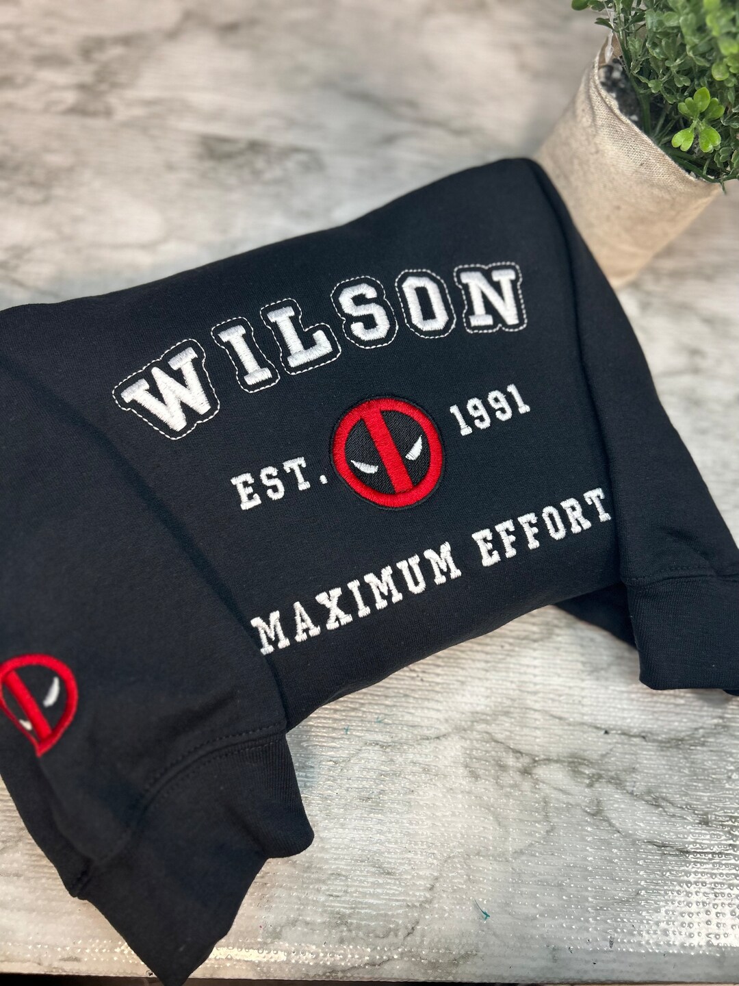 Deadpool Maximum Sweatshirt, Wade Wilson Crewneck, Embroidered Crewneck ...