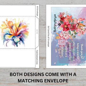 Teacher Thank You Gift Printable Card Greeting Cards Bundle for Teacher ...